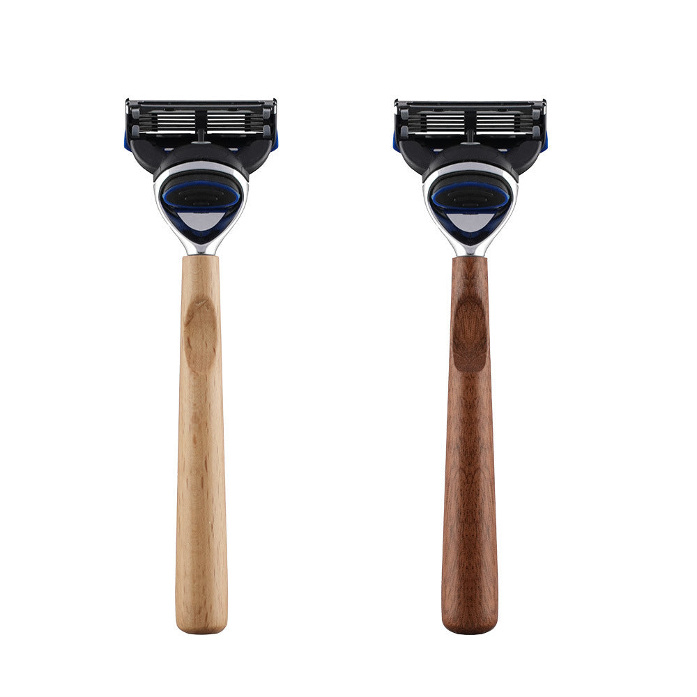 Engrave logo-5edges Wood handle razor beard shaving Safety Razors Men ...